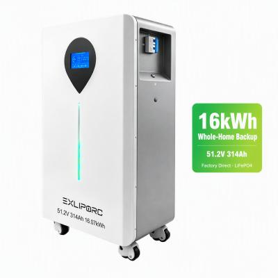 China 16kWh LiFePO4 Battery Compatible with Deye Growatt Victron Inverters, Parallel to 160kWh, LVB16WTC, EXLIPORC for sale