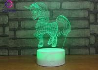 China Transparent Acrylic 3D Unicorn Lamp Visual Base 87*87*38mm Customized Pattern for sale