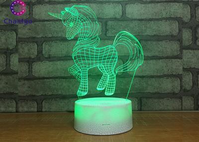 China Transparent Acrylic 3D Unicorn Lamp Visual Base 87*87*38mm Customized Pattern for sale