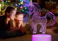 China Transparent Acrylic 3D Unicorn Lamp Visual Base 87*87*38mm Customized Pattern for sale