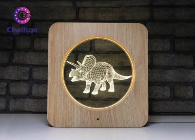 China Dinosaur 3D LED Illusion Lamps Bedside ABS Wooden Base Input Voltage 4.5-5V for sale