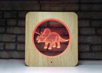 China Dinosaur 3D LED Illusion Lamps Bedside ABS Wooden Base Input Voltage 4.5-5V for sale