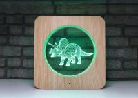 China Dinosaur 3D LED Illusion Lamps Bedside ABS Wooden Base Input Voltage 4.5-5V for sale
