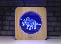 China Dinosaur 3D LED Illusion Lamps Bedside ABS Wooden Base Input Voltage 4.5-5V for sale