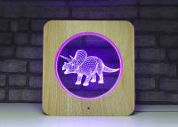 China Dinosaur 3D LED Illusion Lamps Bedside ABS Wooden Base Input Voltage 4.5-5V for sale