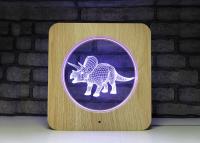 China Dinosaur 3D LED Illusion Lamps Bedside ABS Wooden Base Input Voltage 4.5-5V for sale