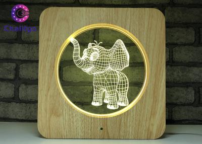 China Smart 3D Elephant Light Transparent Acrylic With USB Cable Indoor Toys Red Green for sale