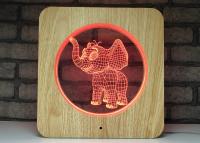 China Smart 3D Elephant Light Transparent Acrylic With USB Cable Indoor Toys Red Green for sale