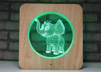China Smart 3D Elephant Light Transparent Acrylic With USB Cable Indoor Toys Red Green for sale