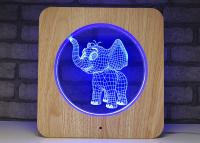 China Smart 3D Elephant Light Transparent Acrylic With USB Cable Indoor Toys Red Green for sale