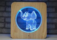 China Smart 3D Elephant Light Transparent Acrylic With USB Cable Indoor Toys Red Green for sale