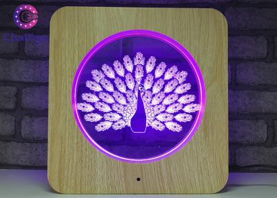 China Acrylic 3D LED Illusion Lamps Plastic Wooden Grain Visual Light Smart Color Changing for sale