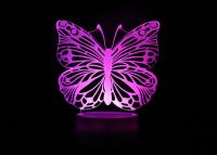 China Butterfly Kids 3D LED Illusion Lamps Remote Control Timer White ABS Base for sale
