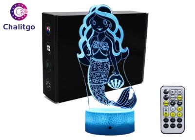 China Mermaid 3D Night Light Table Lamp , Glass Illusions Lamps For Girls Decoration for sale