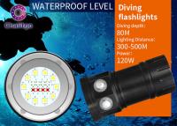 China 80M Marine Flash Torch Flashlight For Diving 10000LM Cree Button Switch 120 Degree Beam Angel for sale