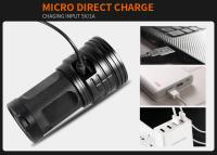 China T6 Hunting High Lumen Flashlight , Rechargeable LED Flashlight Black Outdoor for sale