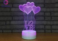 China Heart Shape RGB 3D LED Illusion Lamps Acrylic And ABS Material For Birthday Gifts for sale