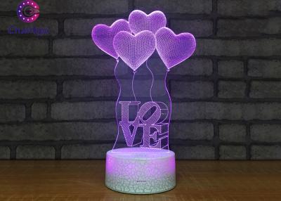 China Heart Shape RGB 3D LED Illusion Lamps Acrylic And ABS Material For Birthday Gifts for sale