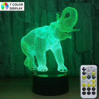 China 3D Elephant Lamps for Boys Night Light Gifts Bedroom Elephant Gift 7 Colors for sale
