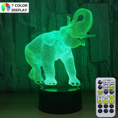 China 3D Elephant Lamps for Boys Night Light Gifts Bedroom Elephant Gift 7 Colors for sale