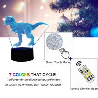 China High End 3d Led Desk Lamp / 4.5-5V 3D Dinosaur Lamp For Kids 7 Colors for sale