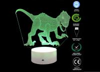 China Dinosaur Toys 3d Illusion Table Lamp / 3d Led Colour Changing Lamp For Boyes Bedroom for sale