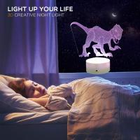 China Dinosaur Toys 3d Illusion Table Lamp / 3d Led Colour Changing Lamp For Boyes Bedroom for sale