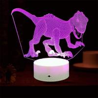 China Dinosaur Toys 3d Illusion Table Lamp / 3d Led Colour Changing Lamp For Boyes Bedroom for sale