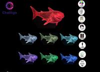 China 7 Colors RGB Shark Gifts 3D LED Illusion Lamps For Girls Bedroom for sale