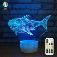 China 7 Colors RGB Shark Gifts 3D LED Illusion Lamps For Girls Bedroom for sale