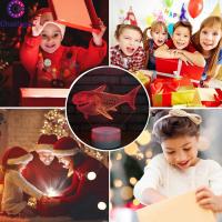 China 7 Colors RGB Shark Gifts 3D LED Illusion Lamps For Girls Bedroom for sale