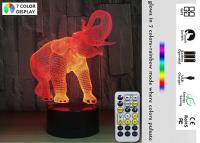 China Bedroom 3D Illusion Night Lamp Christmas Gifts For Girls Boys Elephant Design for sale