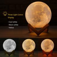 China 3 Color Changing Dimmable Hanging Moon Lamp USB Recharge 15cm Size for sale