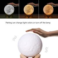 China 3 Color Changing Dimmable Hanging Moon Lamp USB Recharge 15cm Size for sale