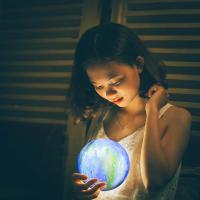 China Color Changing Moon Lamp / Remote Controlled Illuminated Moon USB Recharge for sale
