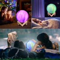 China Color Changing Moon Lamp / Remote Controlled Illuminated Moon USB Recharge for sale