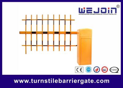 China Yellow Color 4m Three Fence Arm Barrier Gate DC24V Brushless Motor Auto-reversing on Obstruction for sale