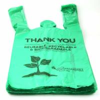 China 40 % Biobased Biodegradable Plastic Shopping Bags Green Color 16 / 18 Mic for sale