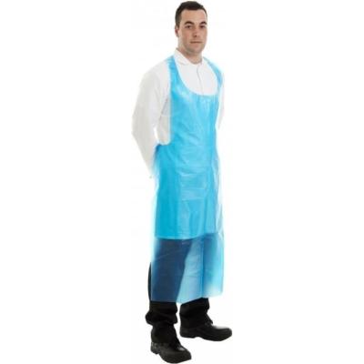 China Blue Long Biodegradable Aprons , Plastic Waterproof Aprons Custom Logo for sale