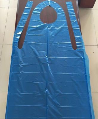 China Blue Disposable Biodegradable Aprons Plastic Waterproof Aprons Custom Logo for sale