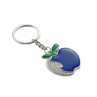 China High quality wholesales Cute Design Custom Apple Shape Nickel Plated enamel Metal Keychain for sale