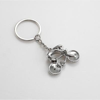 China Lovely Design Custom logo Shiny Nickel Plated 3D bicycle Metal Keychain for sale