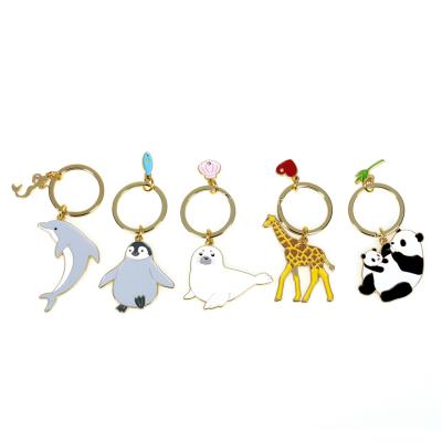 China China factory Wholesale Bulk Cute Design Custom logo shiny plating cartoon Metal Keyring for sale