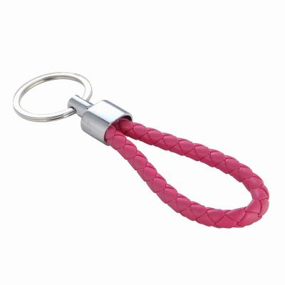 China China manufacture faux wristlet strap wristband braided pu leather keychain for sale