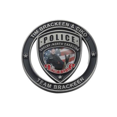 China Zhongshan Factory Custom Logo Antique Silver Plated Metal Coin With Domed Sticker for sale
