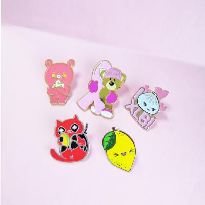 China Low Minimum Metal Badge Manufacture Rose Gold Plated Soft Hard cheap Pin Glitter Cartoon Lapel Pin for sale