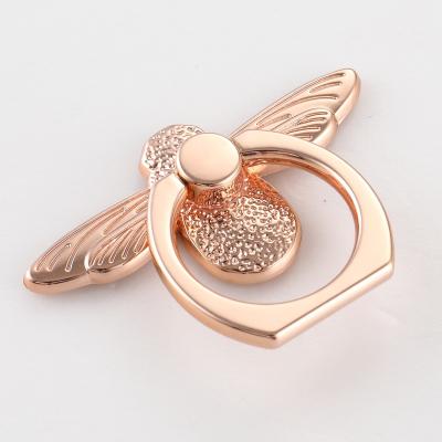 China High Level Quality Rose Gold Plated Metal Wing Custom Zinc Alloy Cartoon Cute Phone Ring Holder for sale