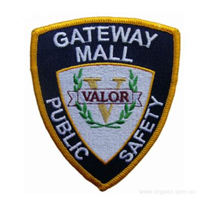 China Factory Price Iron On Shield Woven Badge Custom Clothing Fabric Patch for sale