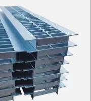 China Galvanized Steel Trench Cover Floor Lattice Drain Grill 50mm Cross Bar Pitch Custom Sizes for sale