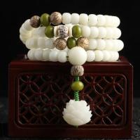 China White Jade Bodhi Lotus Mala Necklace Bracelet 6x8mm 7x9mm 8x8mm 8x10mm for sale